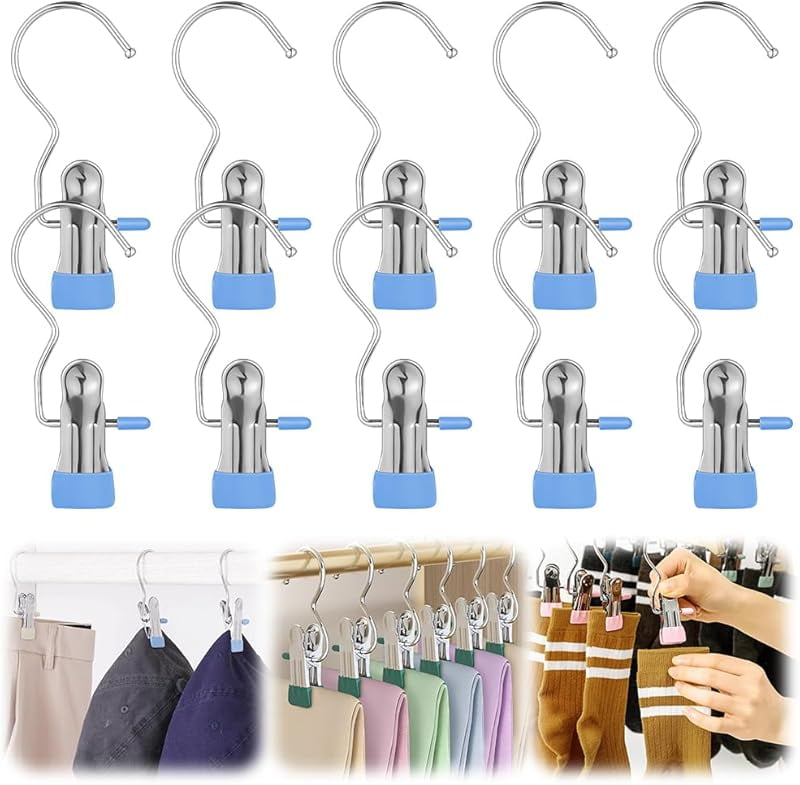 Clothes Pins Hanging Clips, 2025 Upgrade Space-Saving Clothespin Hat ...