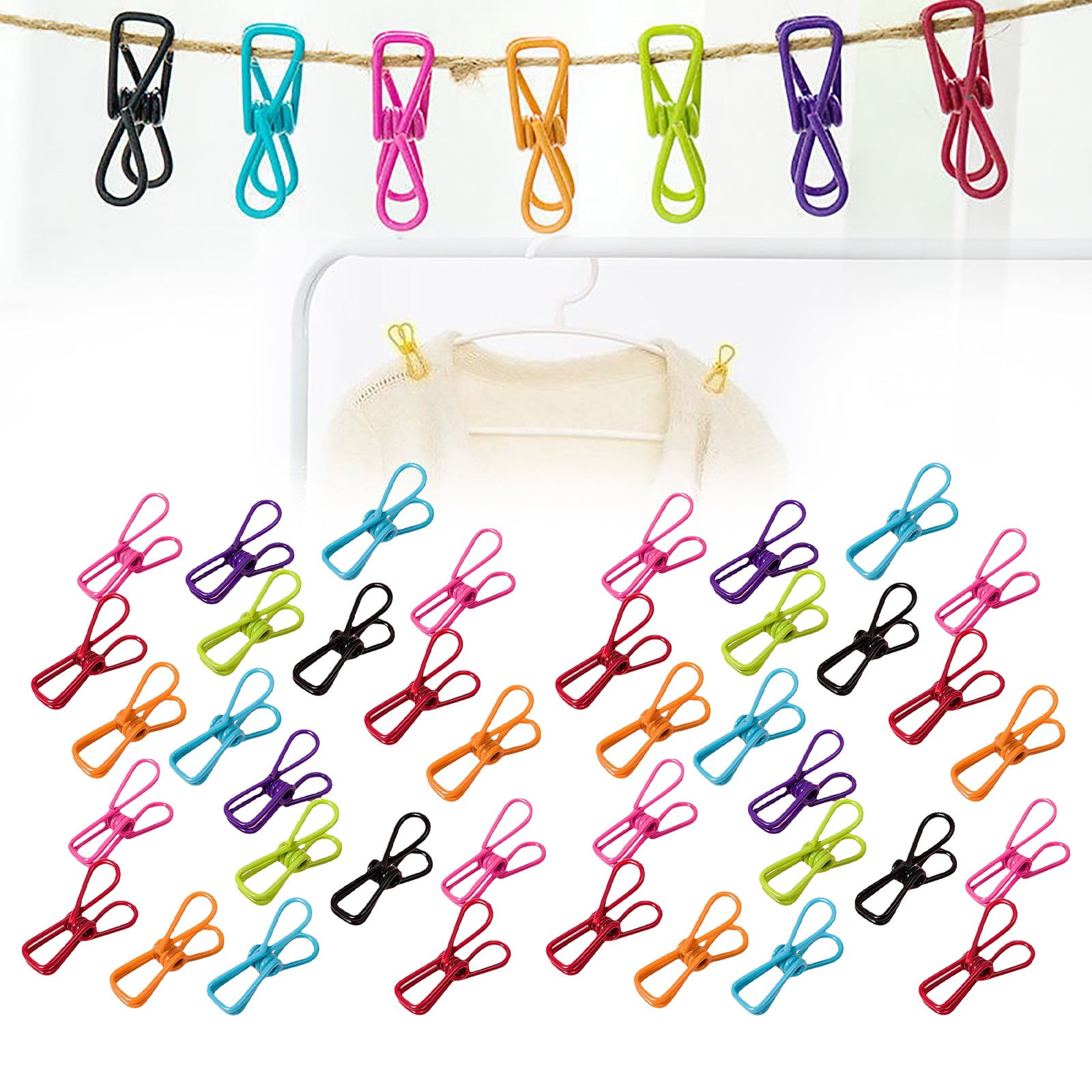 Clothes Pins (Laundry Pins, Multipurpose Clips), Colorful Bag Clips, 20 ...