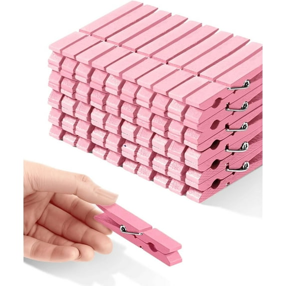 Pink 50-Pack 2.83-Inch Wooden Clothespins – Birchwood, Strong Grip for ...