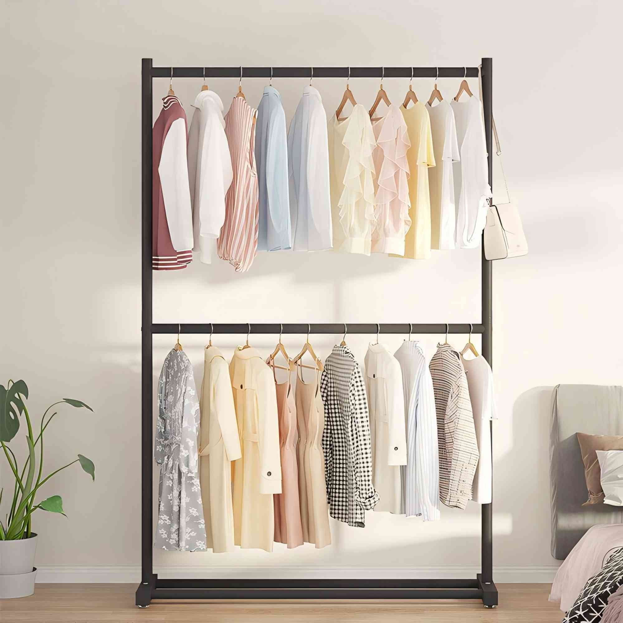 Clothes Rack, 2 Tier Heavy Duty Garment Rack with Storage Shelf, 40"L x ...