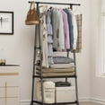 2-Tier Triangle Clothes Rack with Wheels, Portable Laundry Coat ...