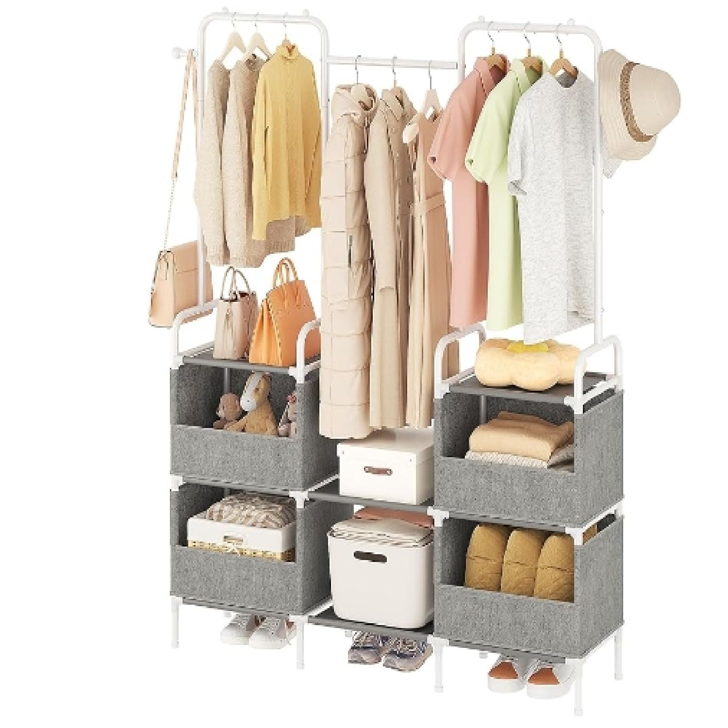 Clothes Rack,3 Rods Portable Clothing Hanging Garment Rack,Coat and ...