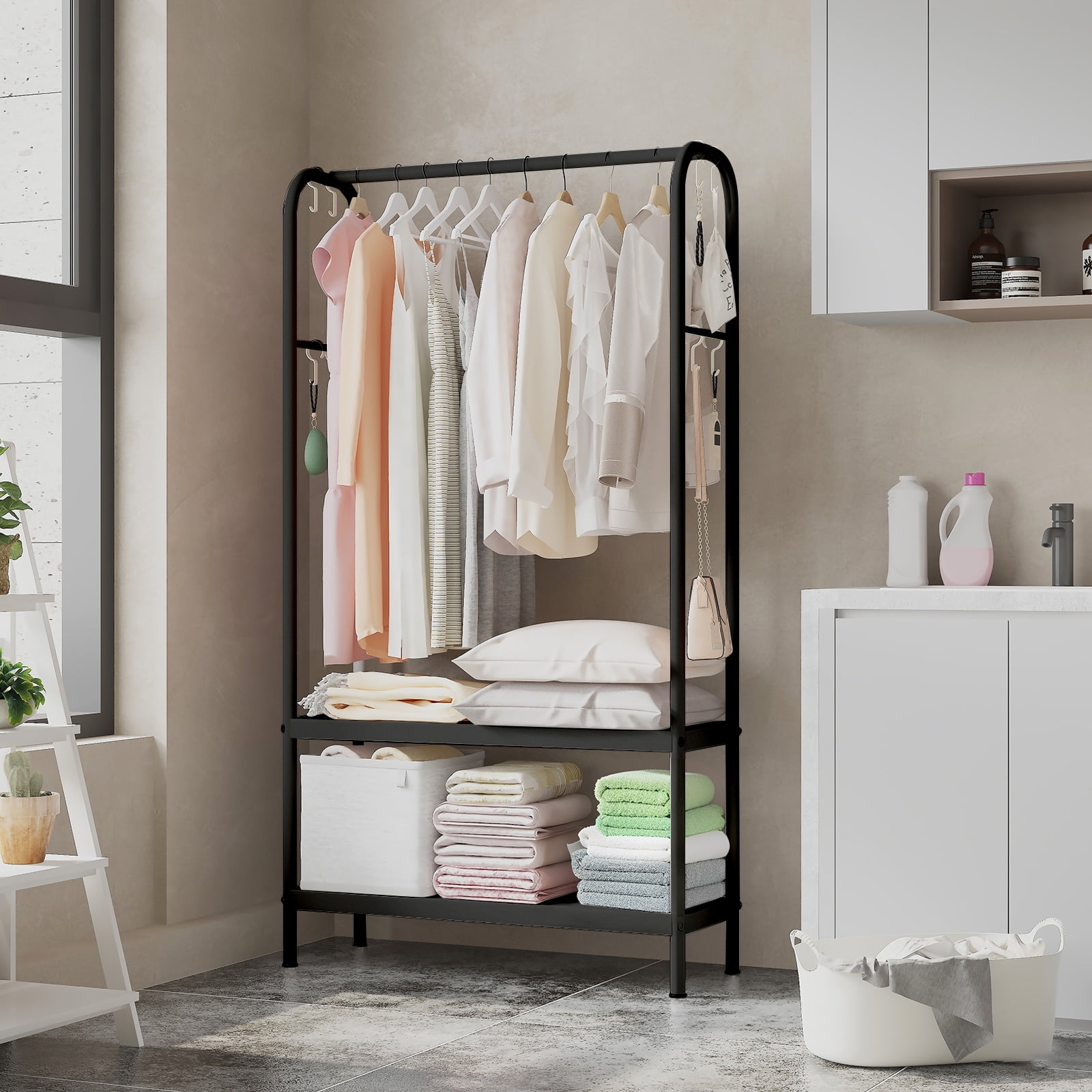 Clothes Rack 31.5" Wide Metal Garment Rack,Standing Metal Clothing Rack ...