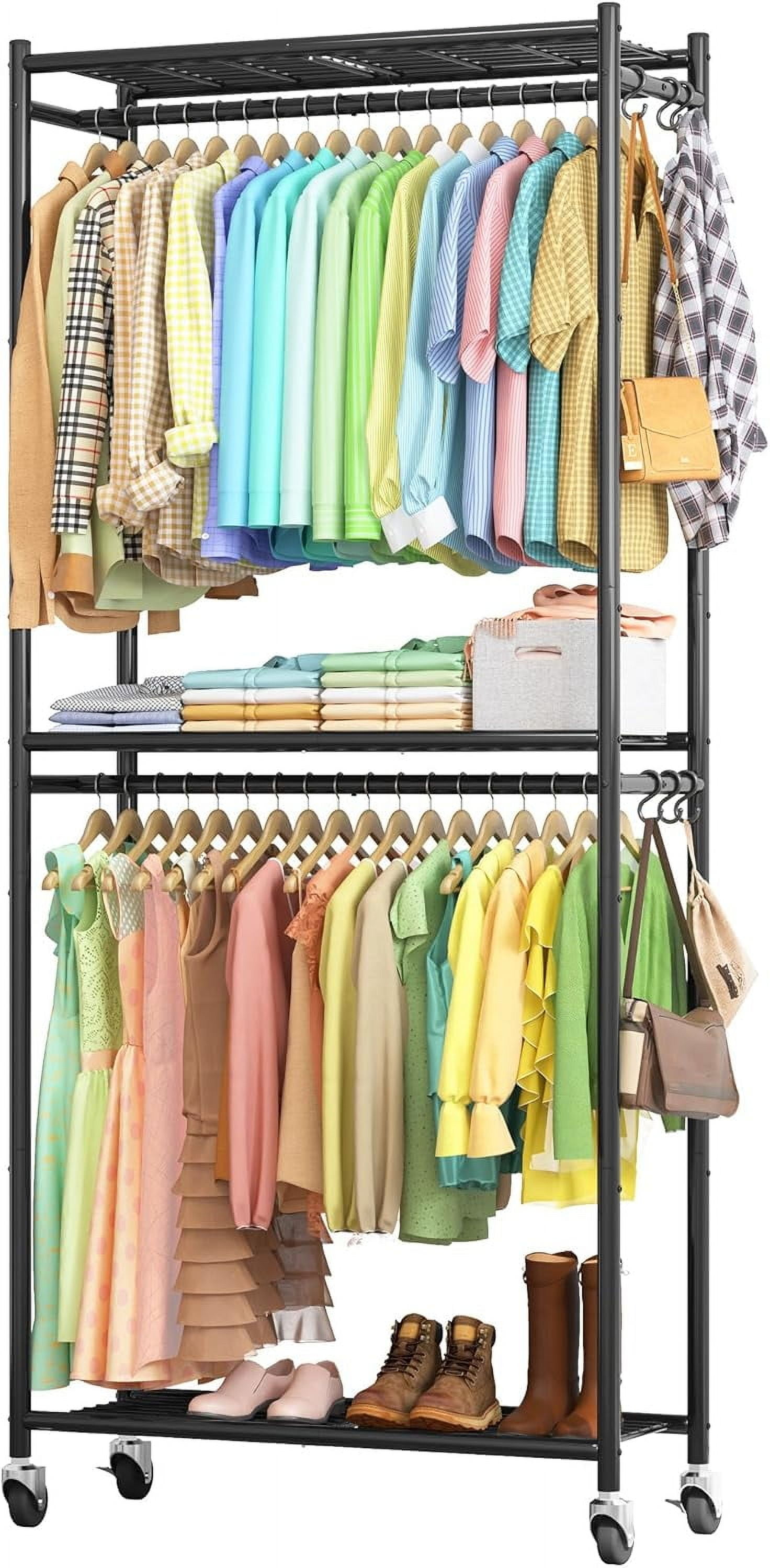 Clothes Rack - 33.0" x 12.2" x 79.5" Clothing Rack with Shelves ...