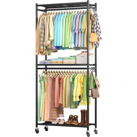 Clothes Rack - 33.0" x 12.2" x 79.5" Clothing Rack with Shelves ...