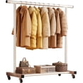 Clothes Rack, 59" Heavy Duty Metal Rolling Garment Rack with Wheels ...