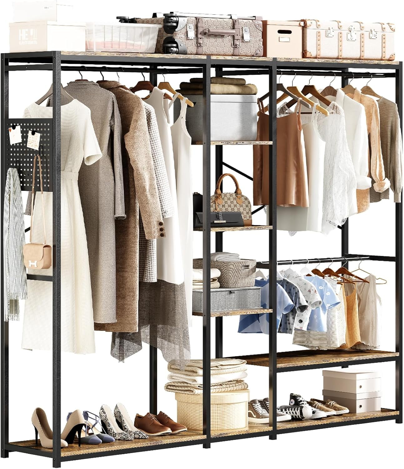 Clothes Rack, 79 Inch Large Capacity Portable Closet, L Shaped Coat ...