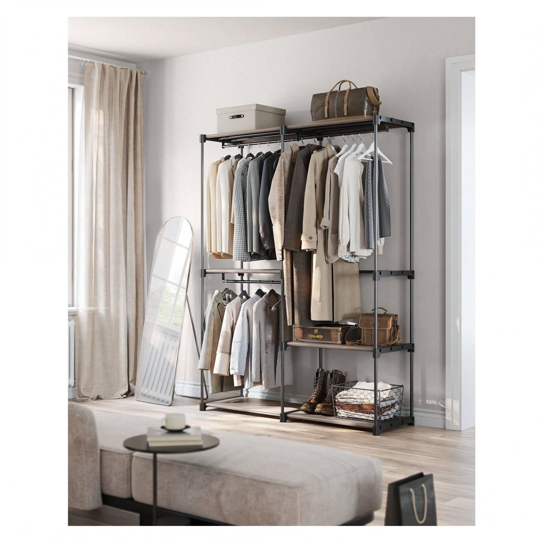 Clothes Rack, Closet Rack For Hanging Clothes, Clothes Wardrobe With 3 ...