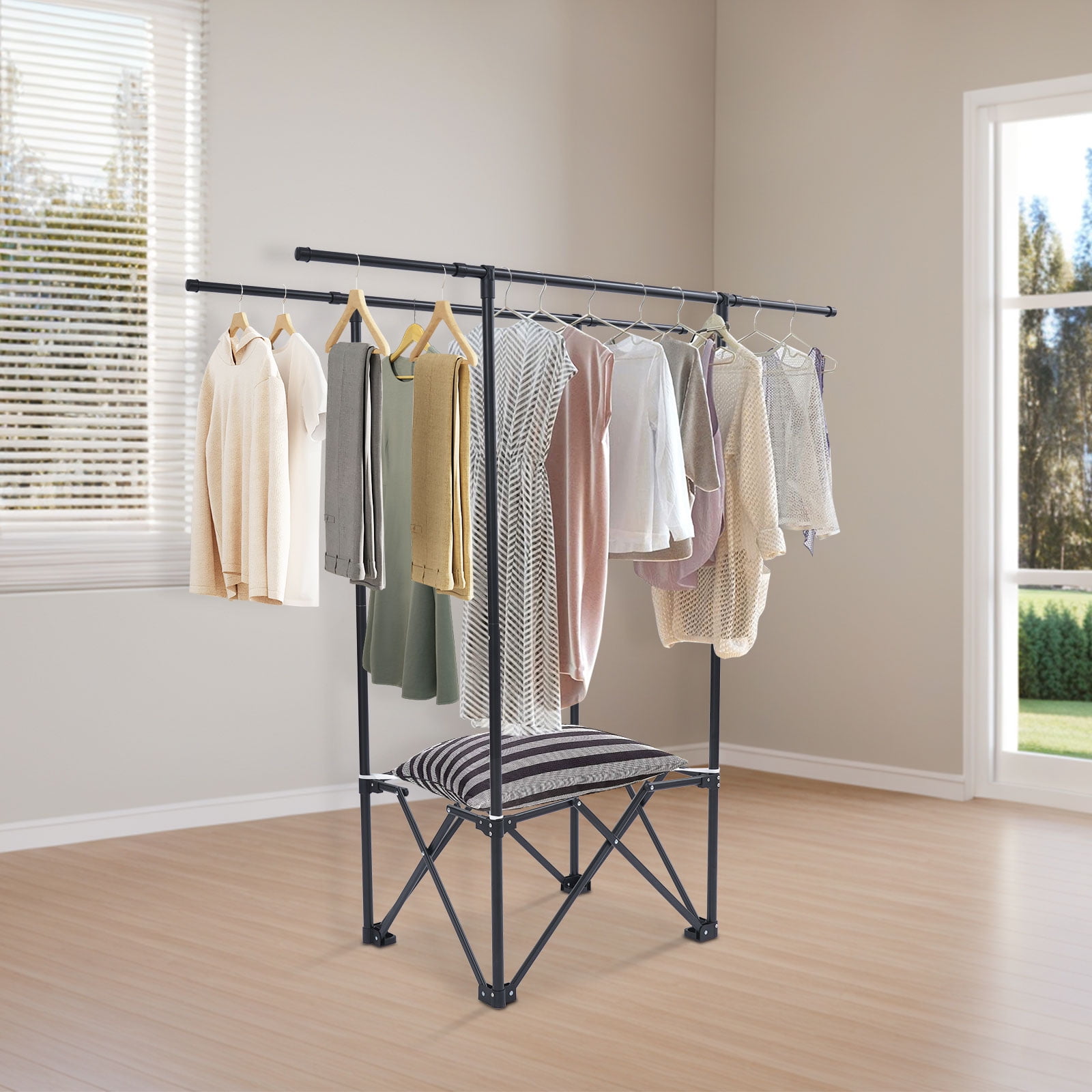 Clothes Rack, Clothes Drying Rack, Floor Mount Clothes Hanging Rack ...