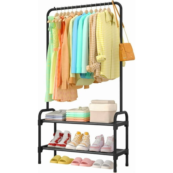 Clothes Rack - Clothing Rack with 2-Tier Shoe Rack and Anti-Slip ...