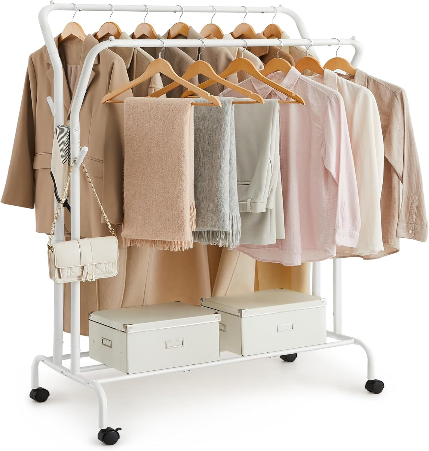 Clothes Rack, Clothing Rack for Hanging Clothes with Wheels, Garment ...