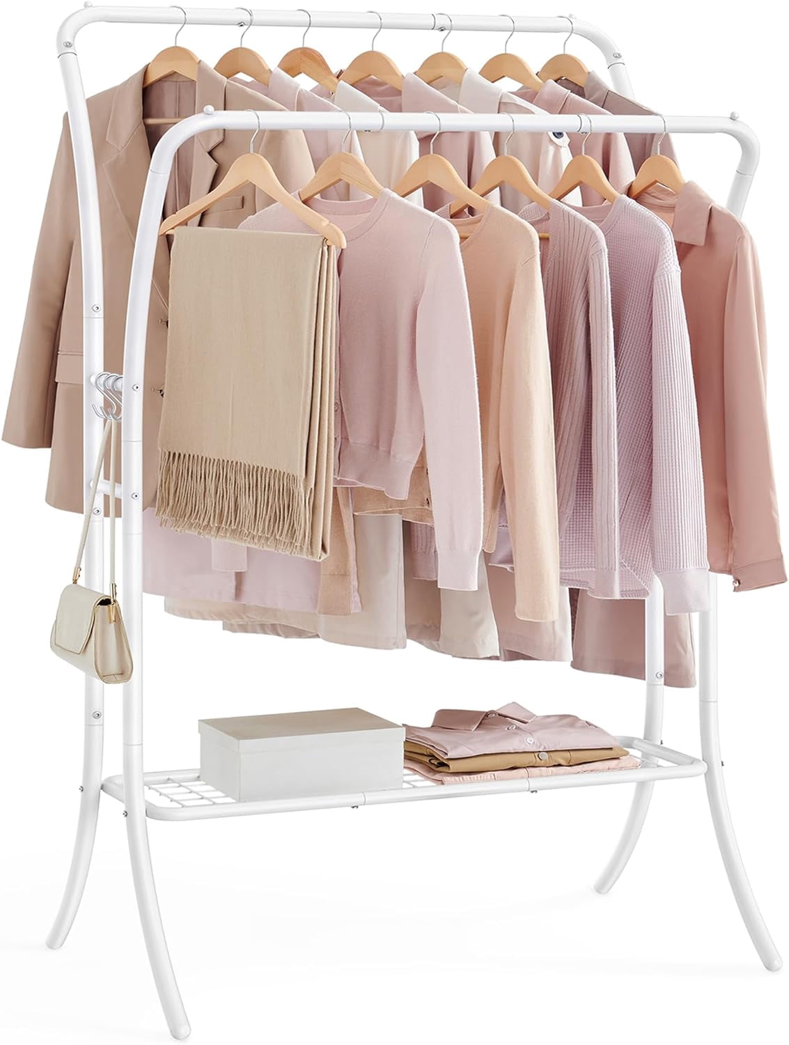 Clothes Rack,Clothing Rack with Shelves,Garment Racks Heavy Duty,Double ...