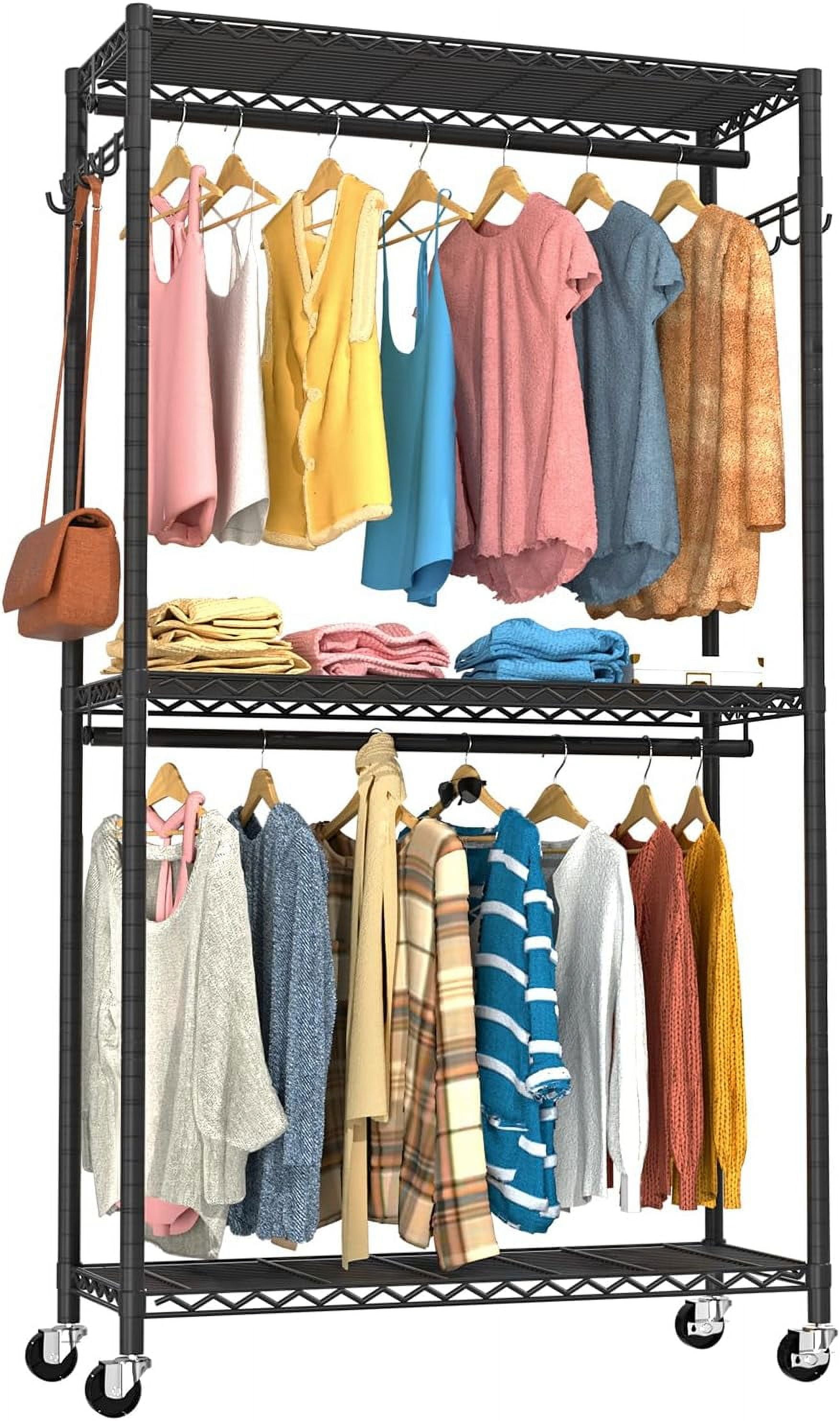 Clothes Rack, Clothing Racks for Hanging Clothes, 3 Tiers Adjustable ...