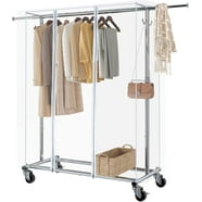 445LBS Rolling Clothes Rack with Cover, 81"H Adjustable Wire Portable ...