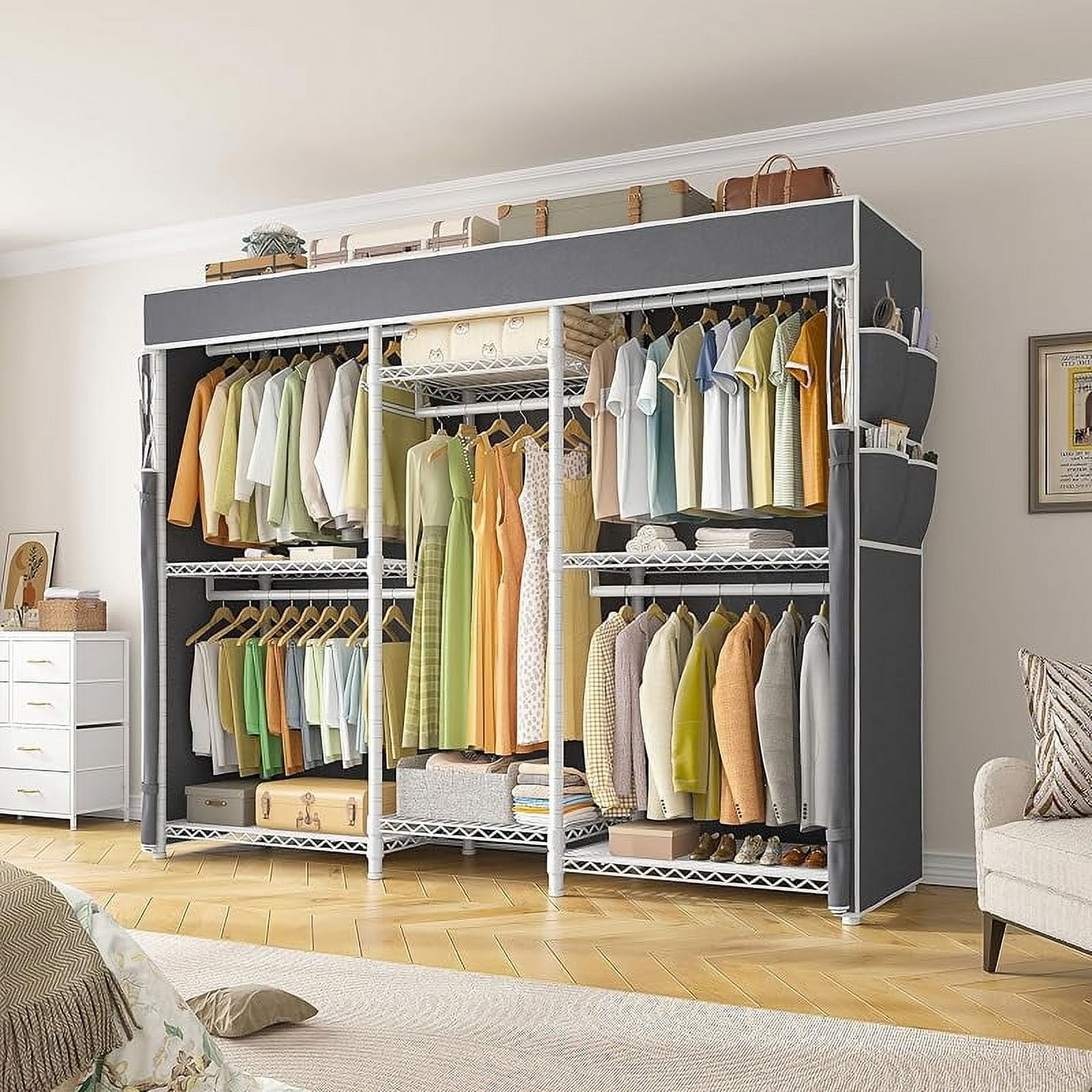 Clothes Rack with Cover Loads 905 LBS Heavy Duty Portable Closets for ...