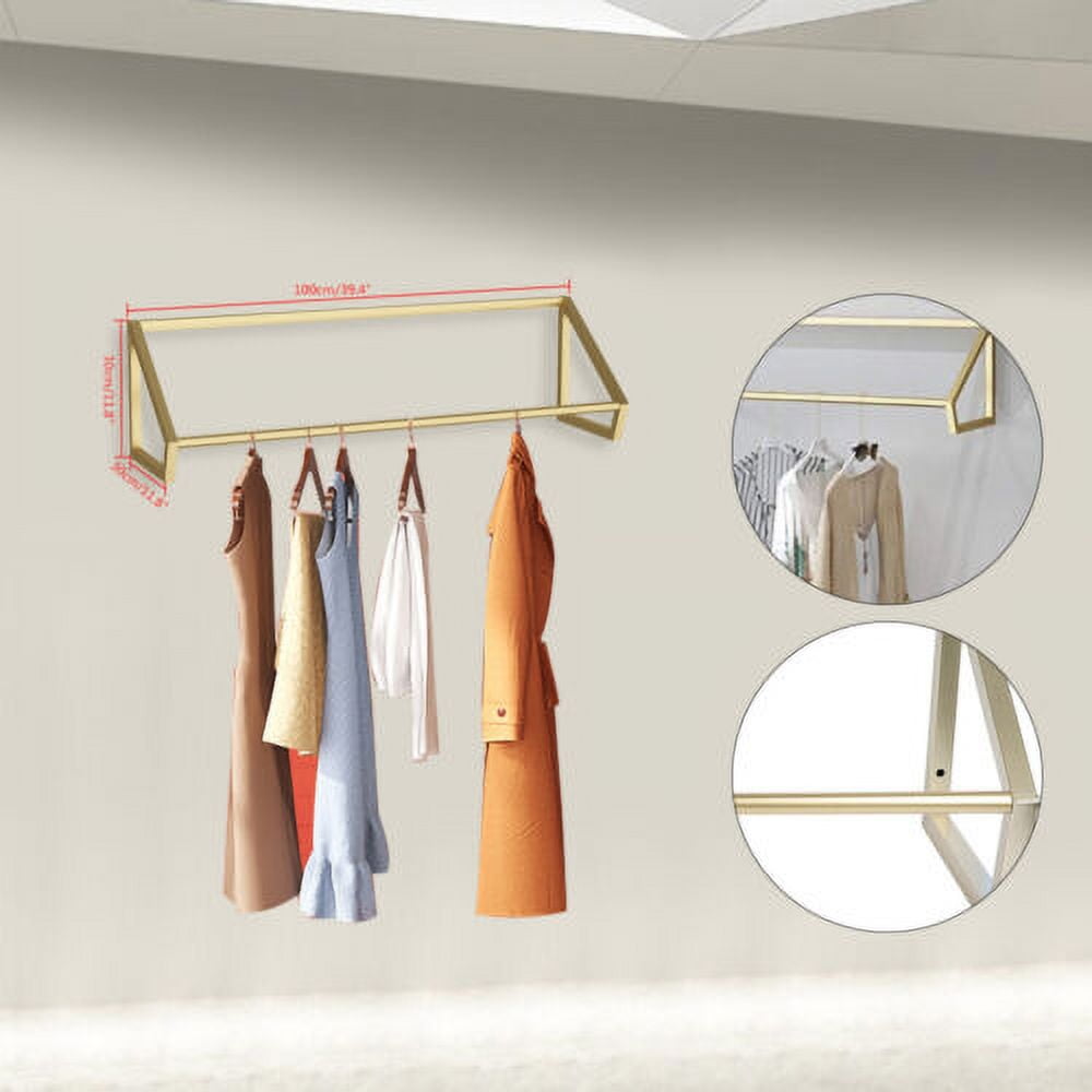Clothes Rack Display Storage Garment Clothing Store Cloakroom Rack Wall ...