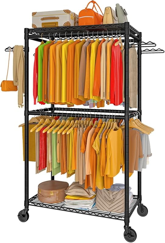 Clothes Rack Double Hanging Clothes Rack Clothing Rack Garment Rack ...