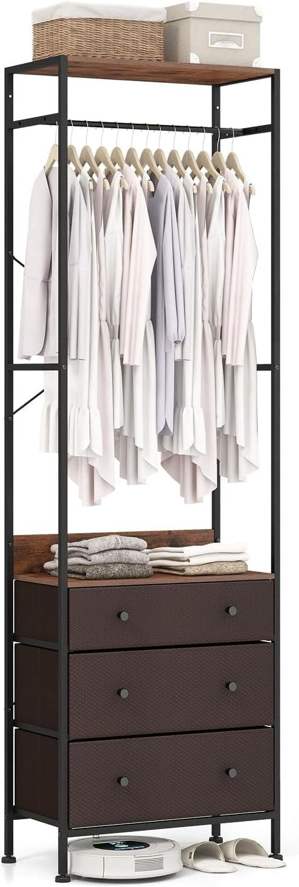 Clothes Rack Drawers - Clothing Rack w/ 3-position Hanging Rod Storage ...