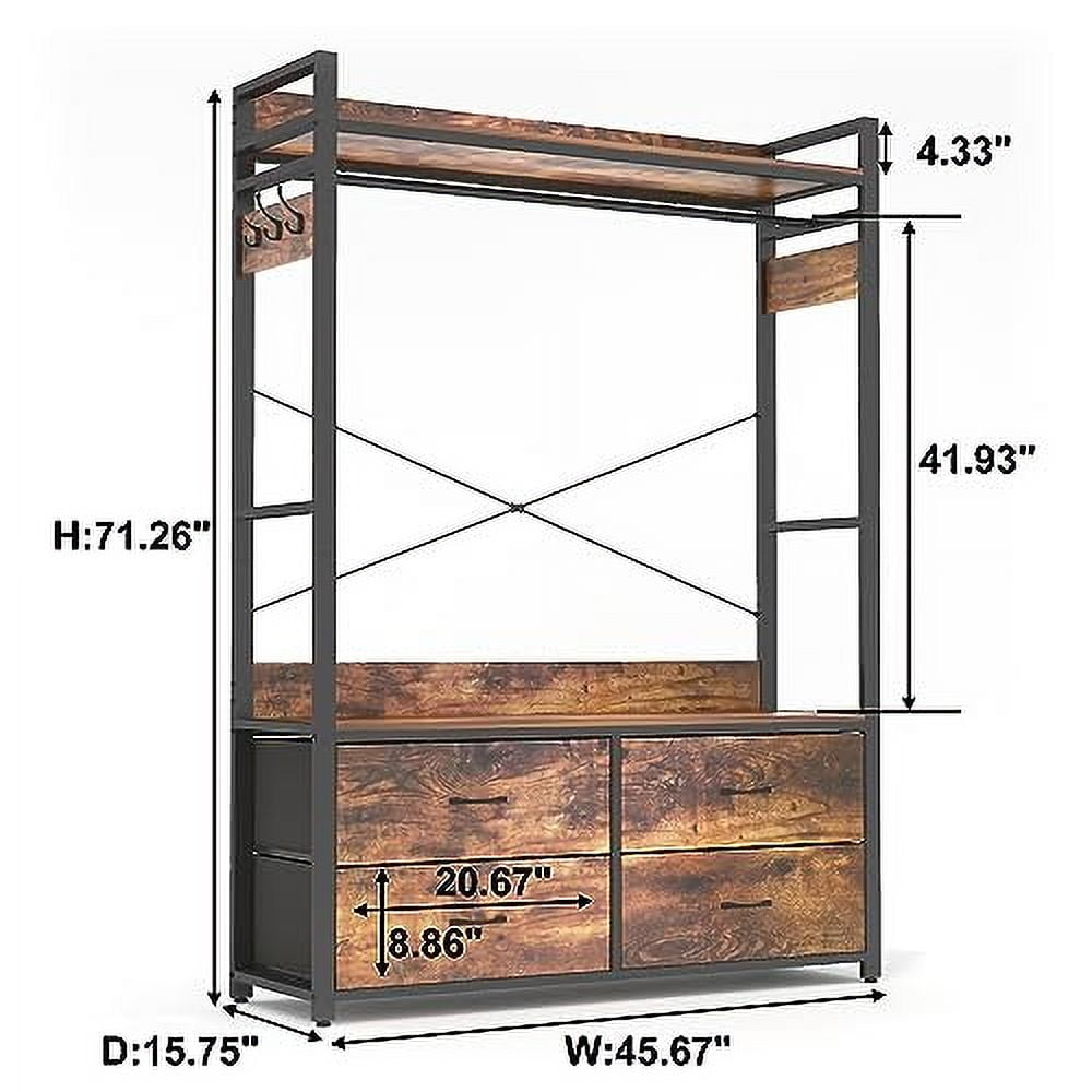 Clothes Rack with Drawers,Garment Rack with Shelves and Hanging Rod ...