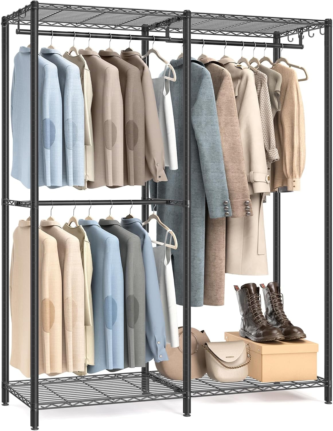 Clothes Rack, Freestanding Wardrobe Closet, Metal Clothing Racks, Heavy ...