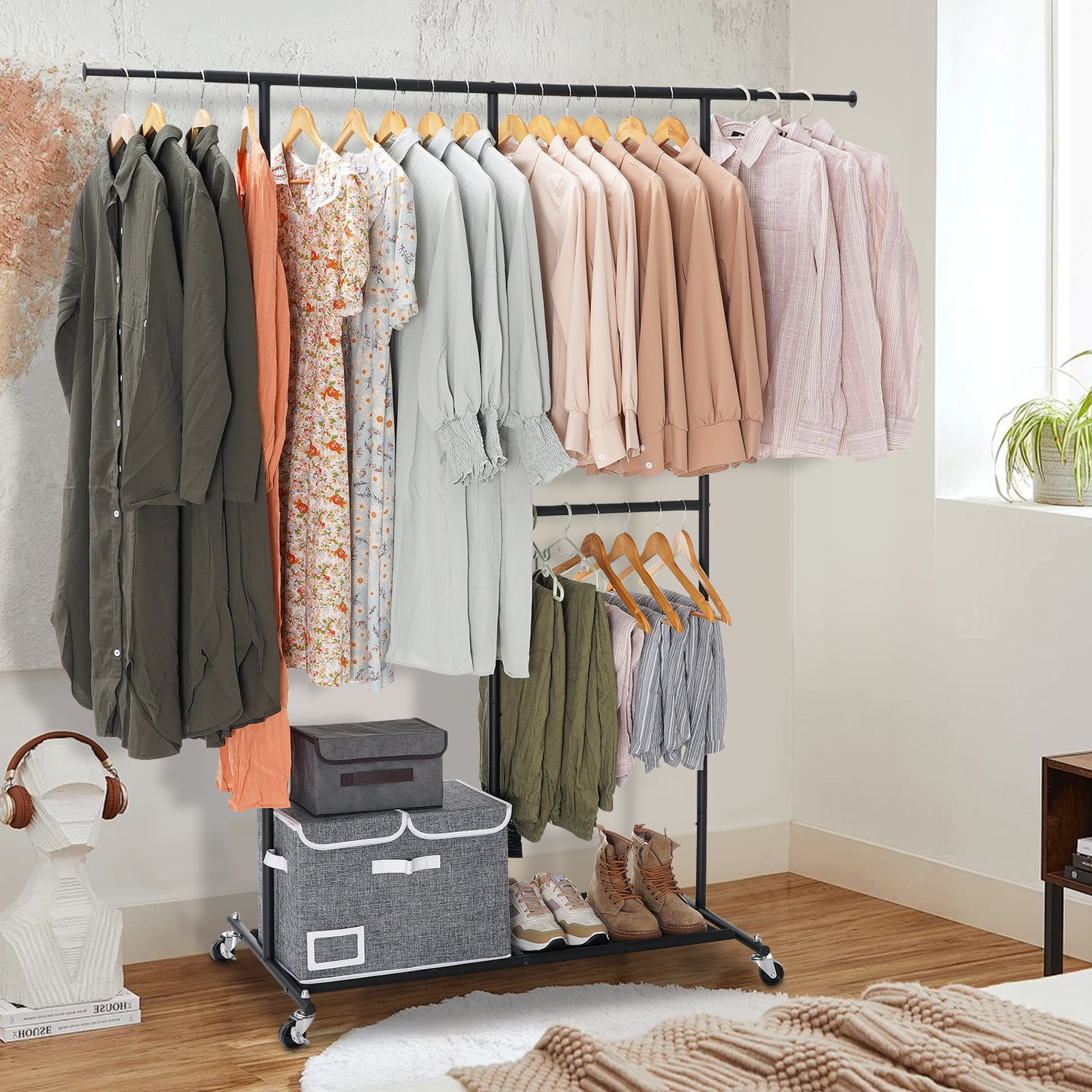 Clothes Rack Garment Rack with Wheels 45x21x71 inches Metal Rolling ...