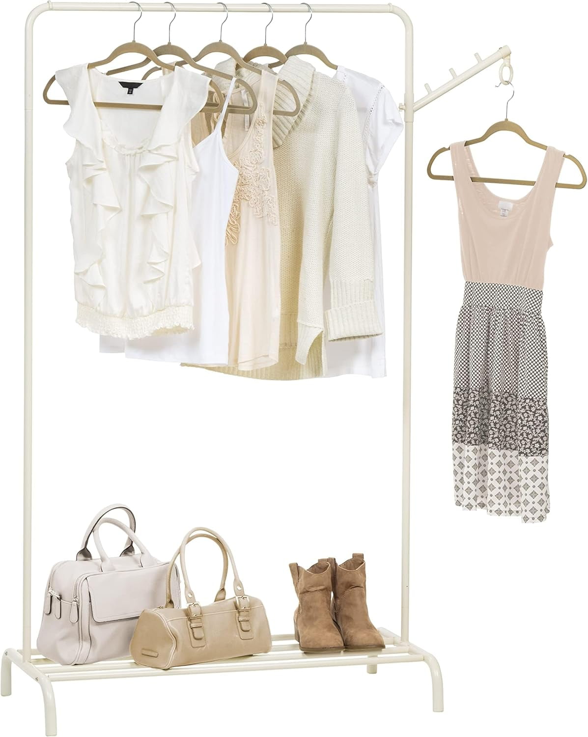 Clothes Rack for Hanging Clothes with 4 Wood Shelves, Freestanding ...