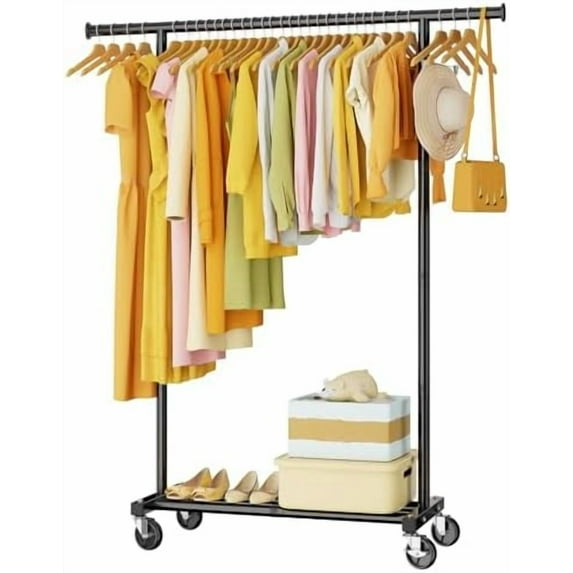 Clothes Rack for Hanging Clothes: Clothing Coat Garment Rolling Racks ...