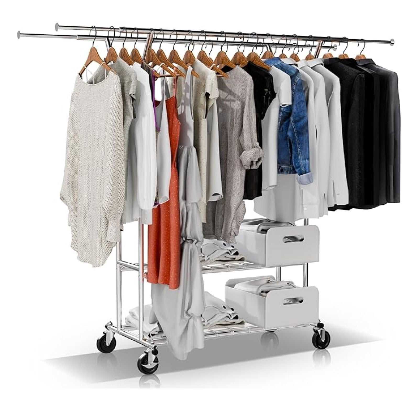 Clothes Rack, Heavy Duty Clothes Rack with Shelves Load 600 LBS, Sturdy ...