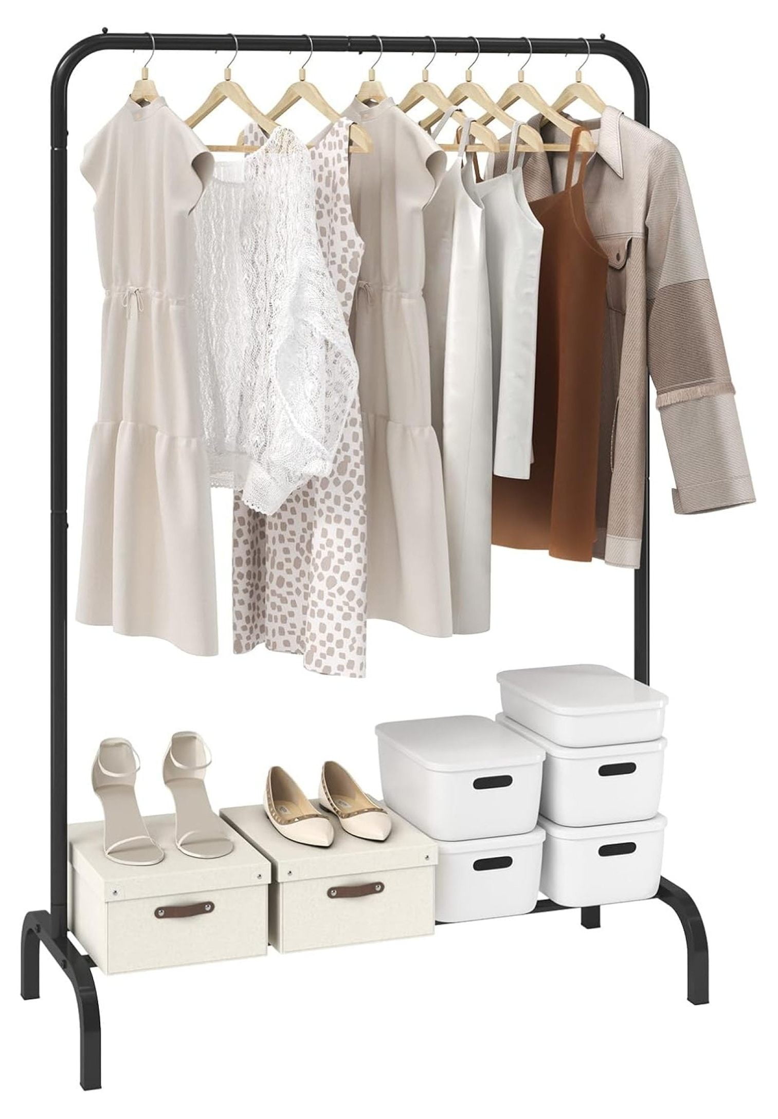 Clothes Rack, Heavy Duty Clothing Garment Rack with Hanging Rod and ...