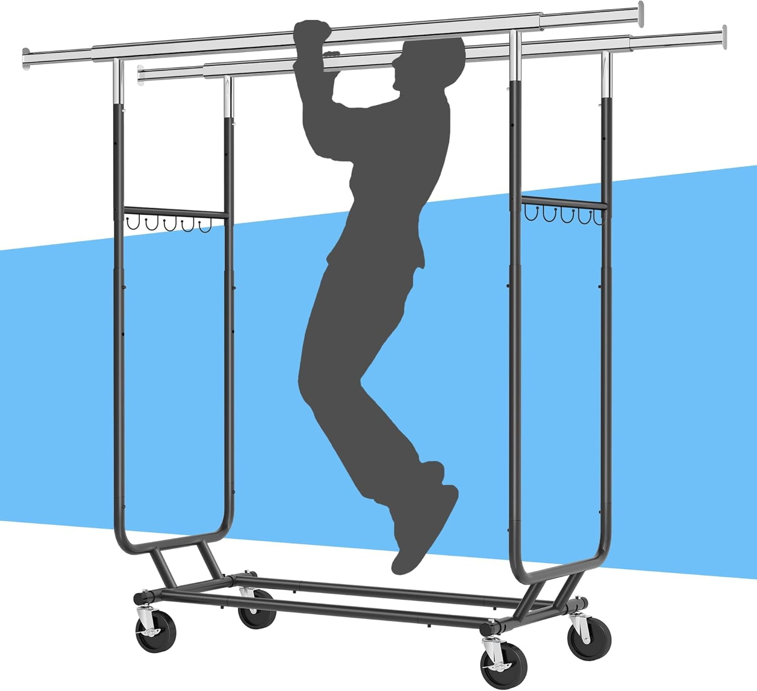 Clothes Rack Heavy Duty Clothing Rack Load 350 LBS, Rolling Garment ...