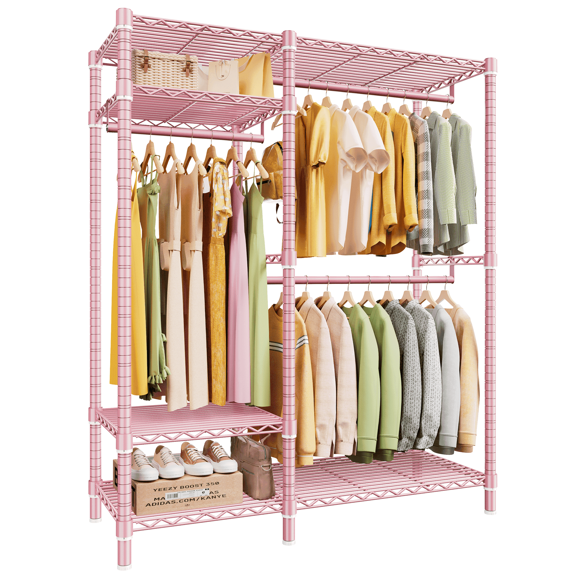 680lbs Capacity Heavy Duty Pink Garment Clothes Rack, Free-standing ...