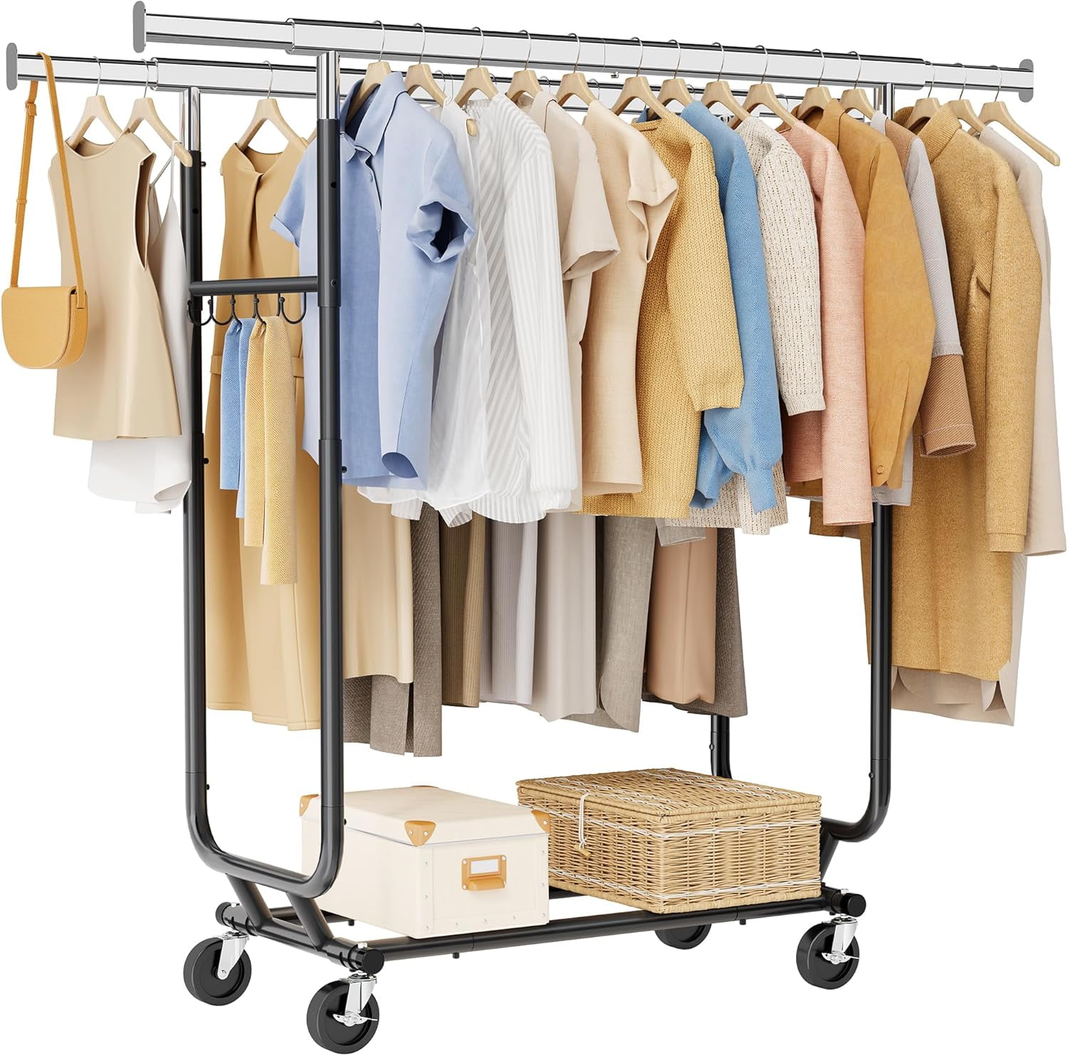 Clothes Rack Heavy Duty Clothing Rack Load 350 LBS, Metal Garment Rack ...