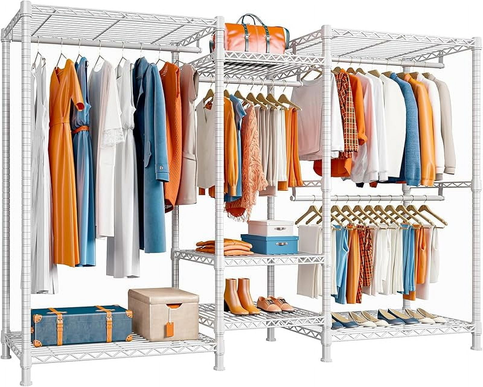 Clothes Rack Heavy Duty Clothing Rack Load 900Lbs Closet Shelving for ...
