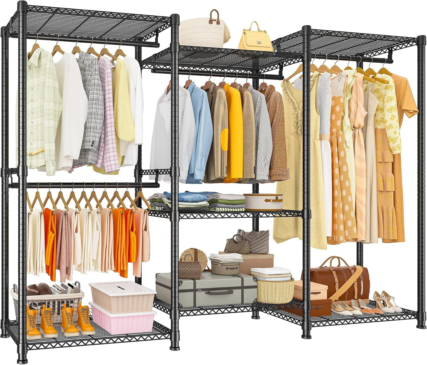 Clothes Rack Heavy Duty Clothing Rack Load 900Lbs Wardrobe Closet ...
