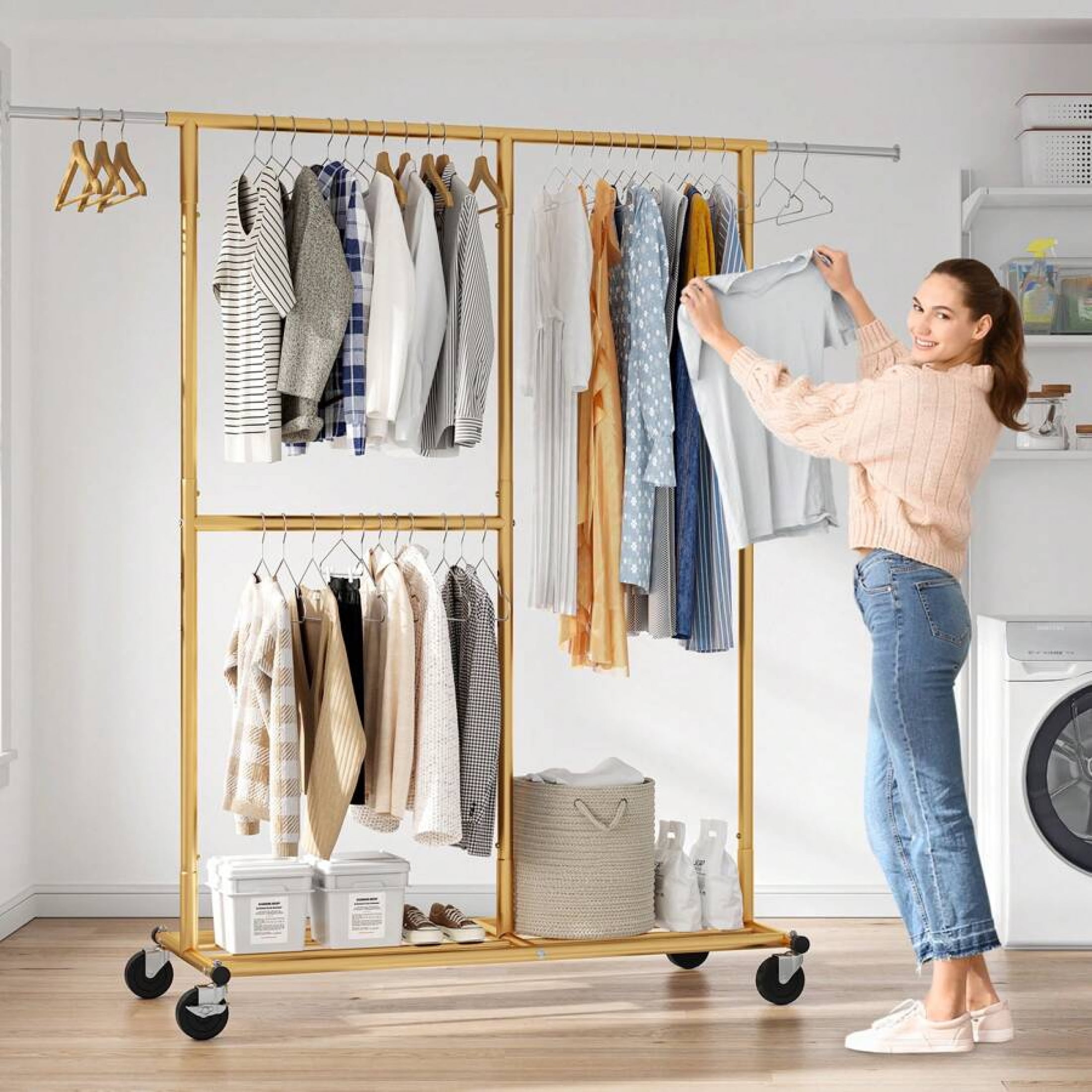 Clothes Rack Heavy Duty, Clothing Racks For Hanging Clothes, Metal ...