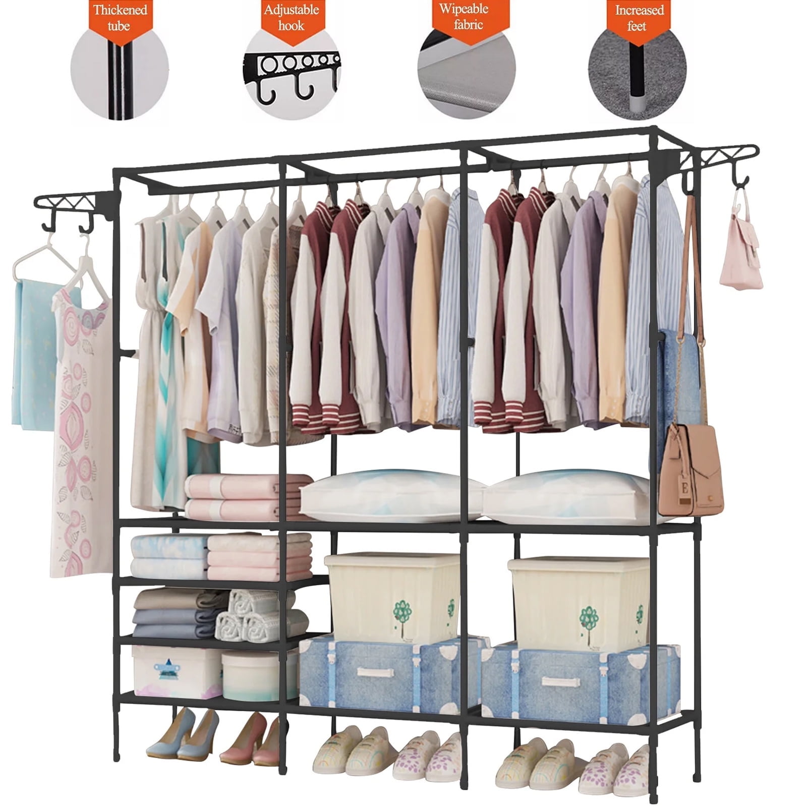 Heavy Duty Clothing Racks,,830 LBS Metal Clothing Rack,Portable Heavy ...