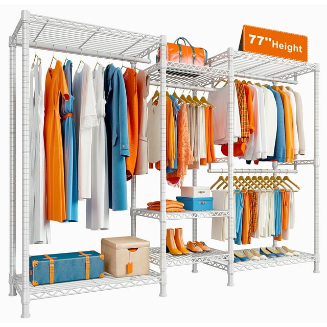 "Adjustable Height, Heavy Duty Metal Free Standing Clothes Rack, 725LBS ...