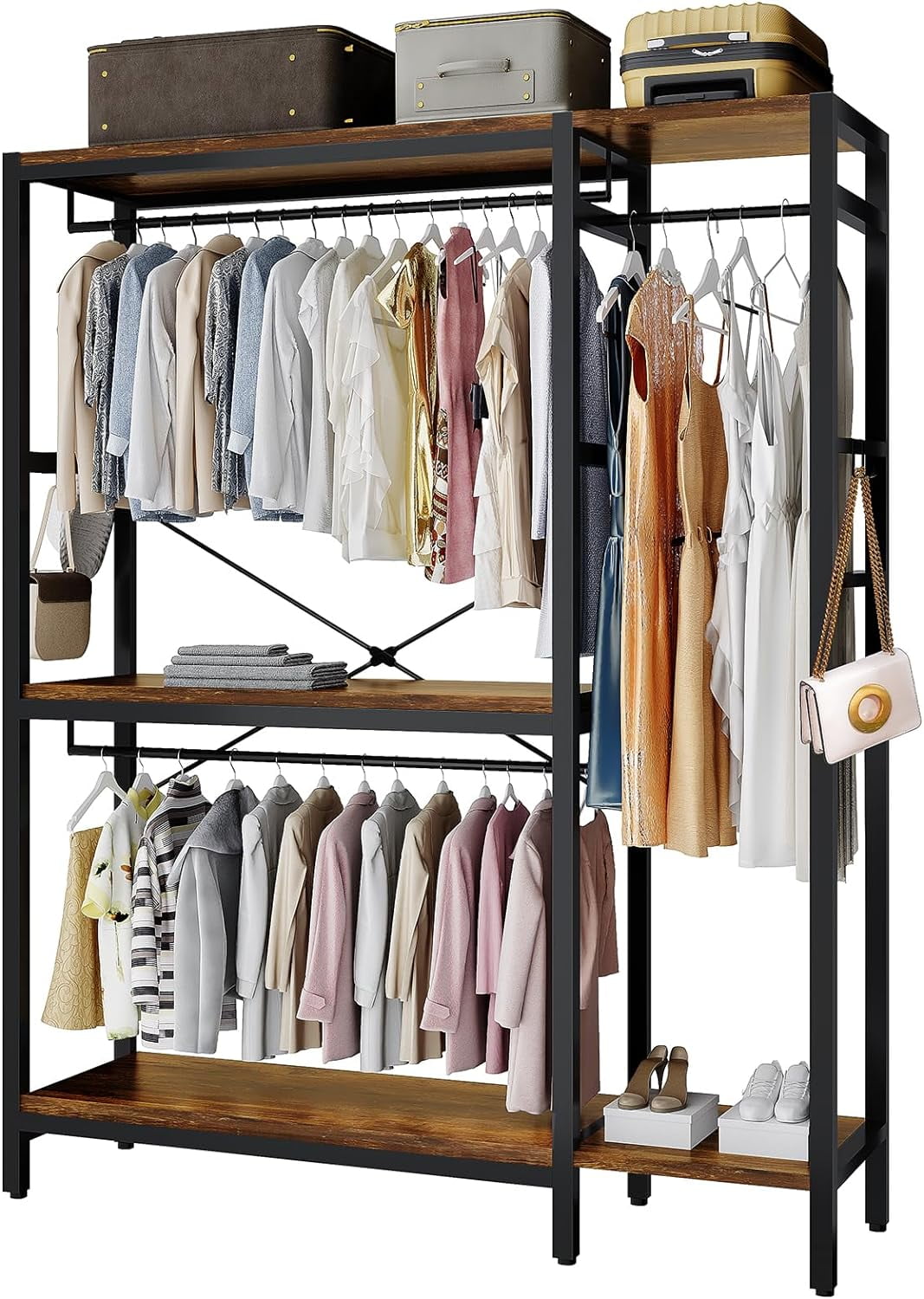 Clothes Rack, Heavy Duty Garment Rack for Clothes, Clothing Racks with ...