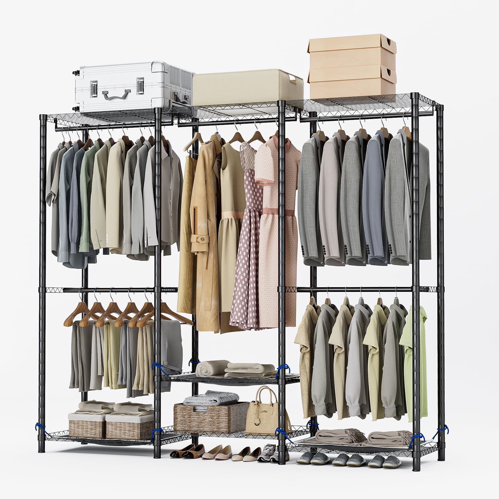 Clothes Rack Heavy Duty Garment Rack with Cover and Adjustable Shelves ...