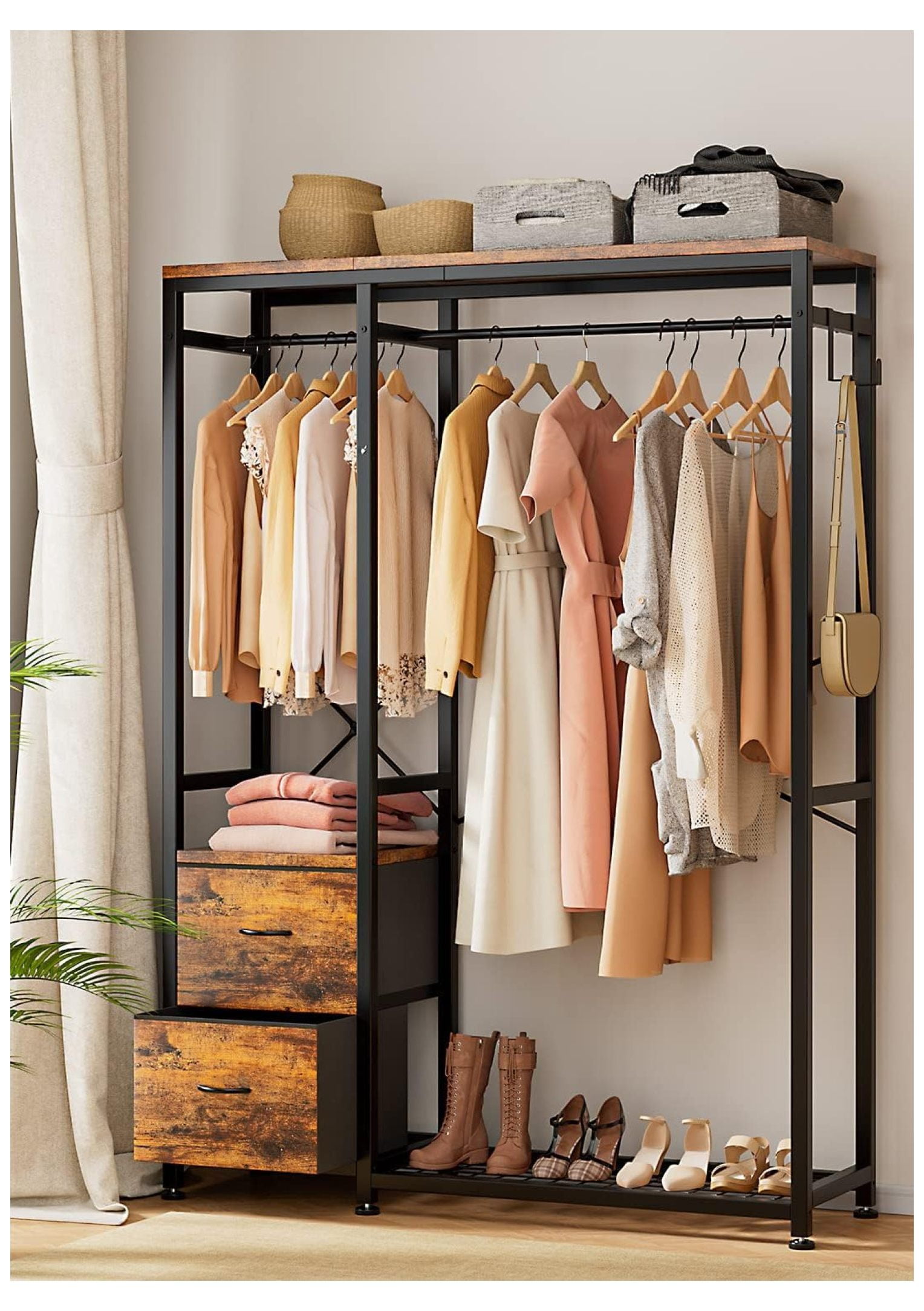 Clothes Rack, Heavy Duty Garment Rack for Hanging Clothes, Industrial ...