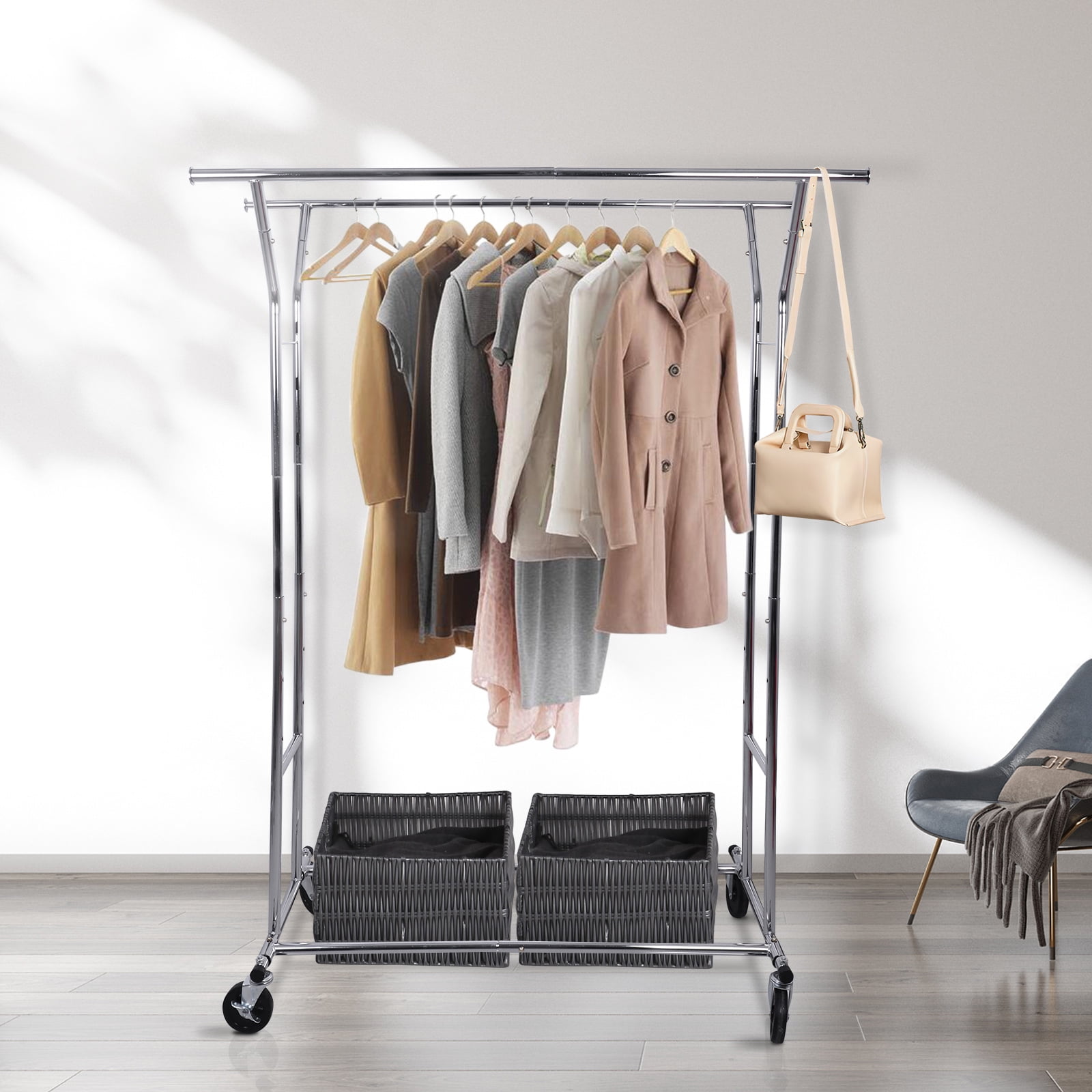 Clothes Rack Heavy Duty Load 400 LBS, Garment Rack with Extensible Size ...