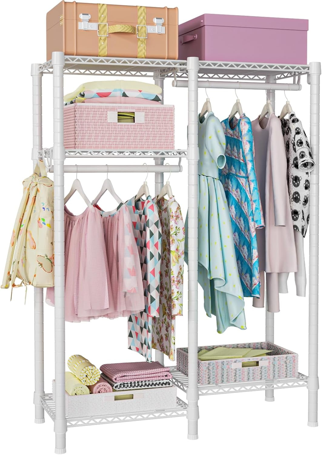 Clothes Rack for Kids, Baby, Students, and Children's Room, 4 Tiers ...