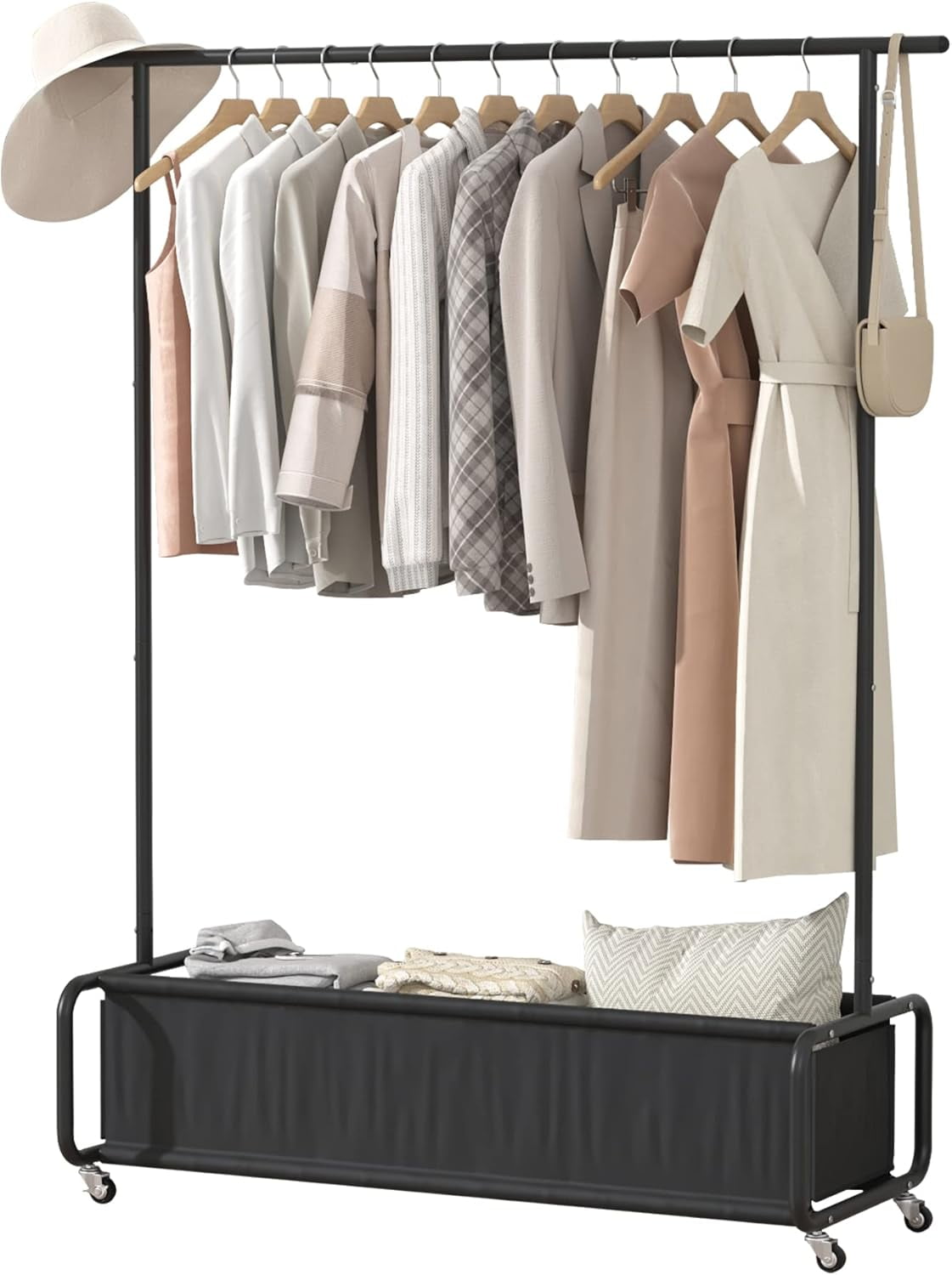 Clothes Rack With Large Storage Bag, Clothes Organizer Stand on Wheels ...