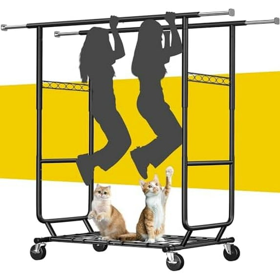 Clothes Rack Load 630LBS, Heavy Duty Clothes Rack, Rolling Clothing ...