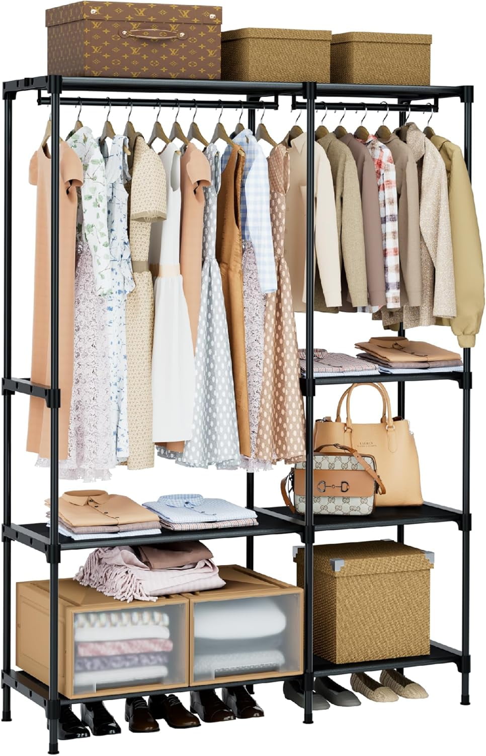 Clothes Rack, Portable Closet, 44.9 Inch Large Capacity Wardrobe Closet ...