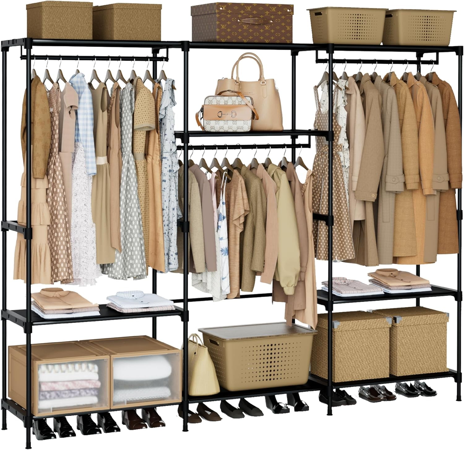 Clothes Rack, Portable Closet, 54.3 Inch Large Capacity Wardrobe Closet ...