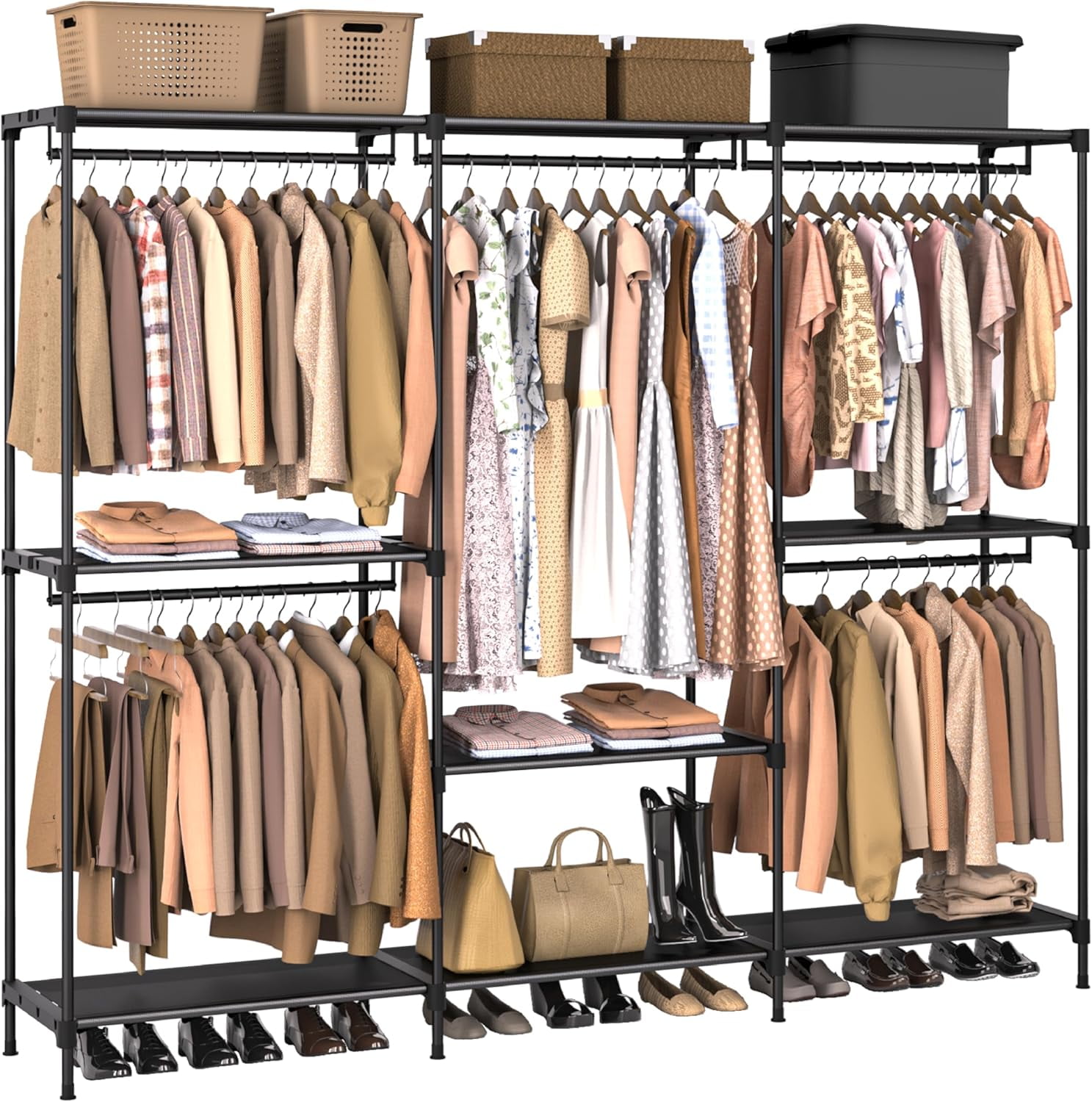 Clothes Rack, Portable Closet, 80.7 Inch Extra Large Capacity Wardrobe ...