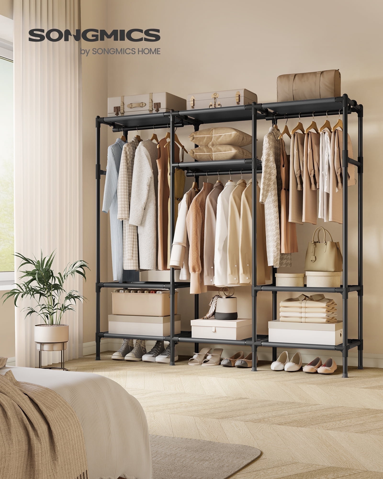 Clothes Rack Portable Closet Heavy Duty Wardrobe Closet Organizer with ...