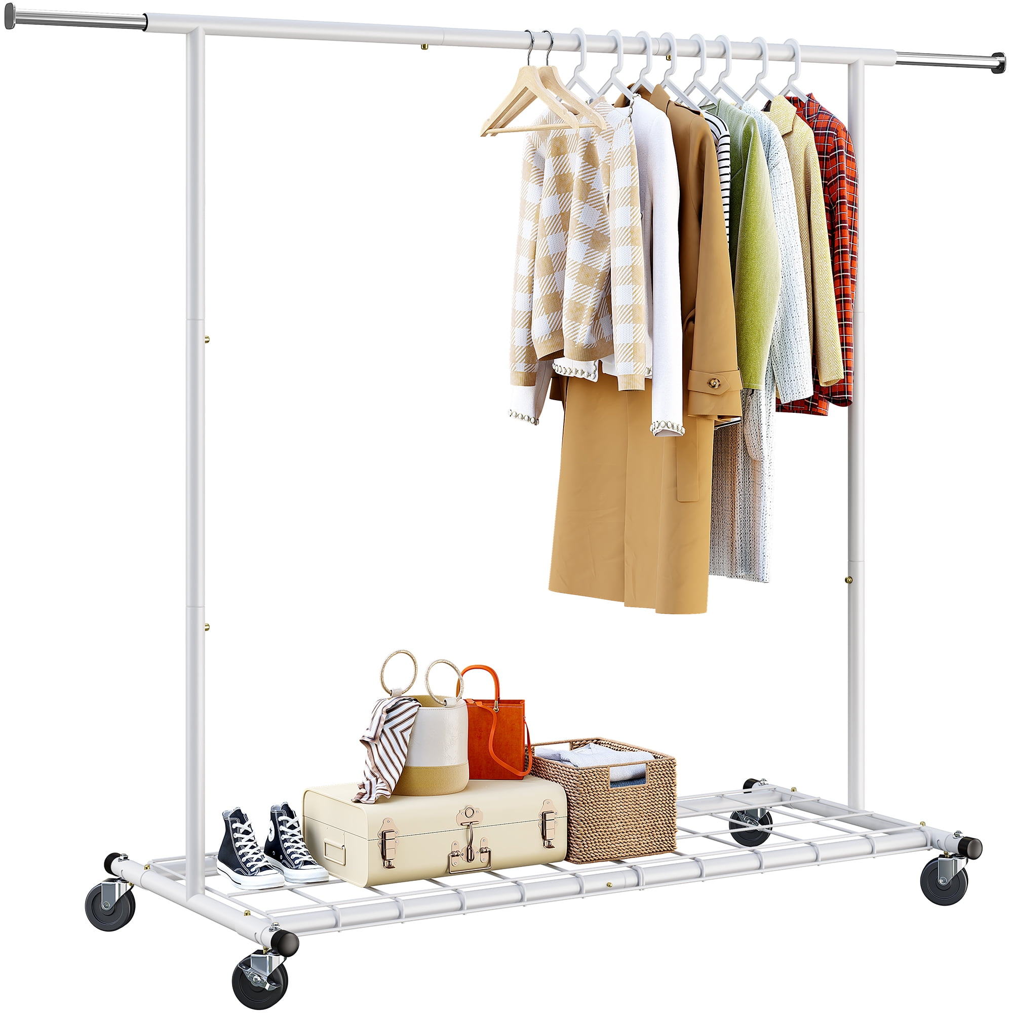 Clothes Rack, Rolling Clothing Racks for Hanging Clothes, Portable ...