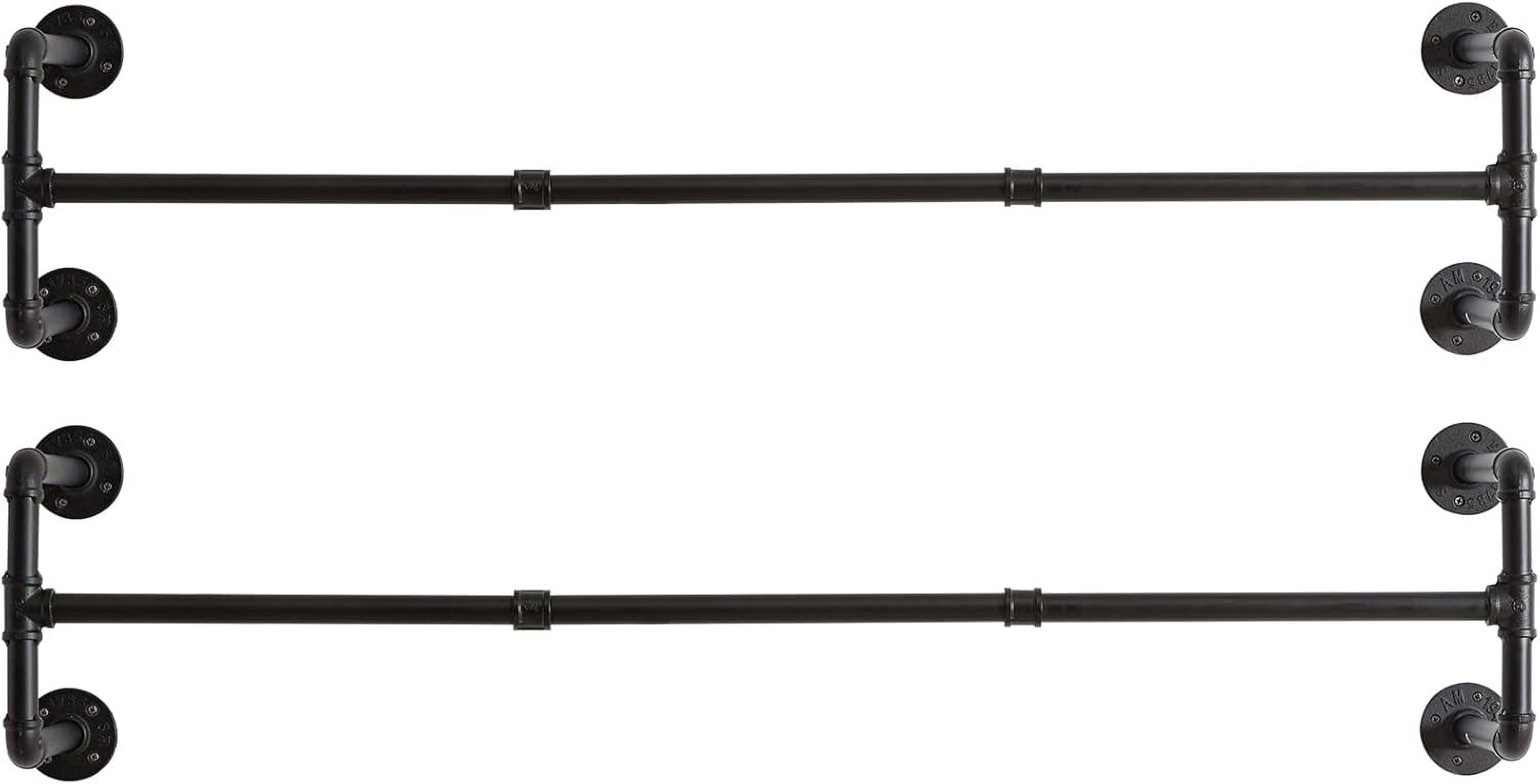 Clothes Rack Set of 2, 50'' Industrial Pipe Wall Mounted Garment Rack ...